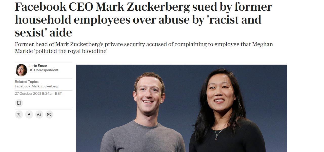 Facebook CEO Sued By Ex-Family Office Workers For Harassment ...